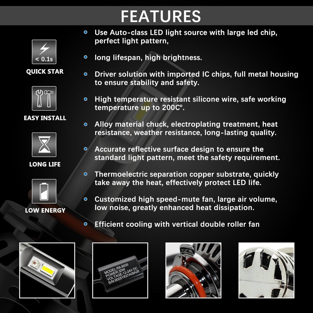 RGB LED Headlight Bulbs Conversion Kit Controlled By Bluetooth App ...